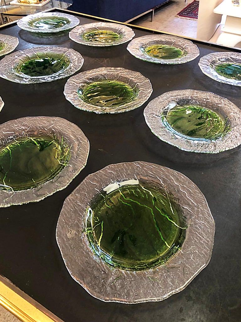 1970s Textured Glass Pertti Santalahti Humppila Kivi Plates, Set of 12 ...