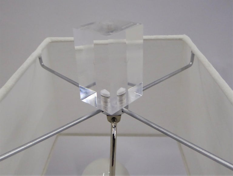 1970s Thick Lucite Disc Springer Style Modern Lamps Signed Marlee at ...