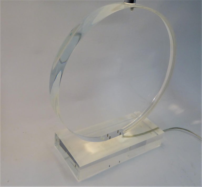 1970s Thick Lucite Disc Springer Style Modern Lamps Signed Marlee at ...