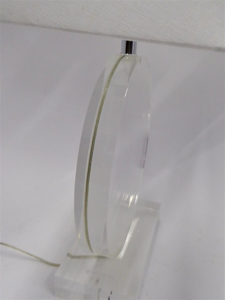 1970s Thick Lucite Disc Springer Style Modern Lamps Signed Marlee at ...