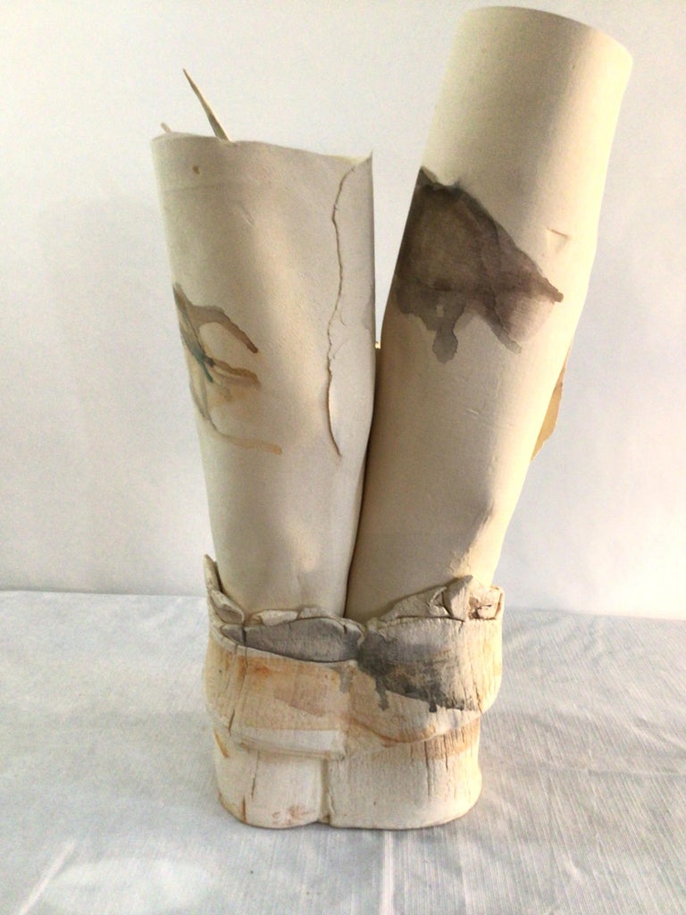 1970s Thin Wrapped Pottery Sculpture of Gazelle or Antelope 'Stamped ...