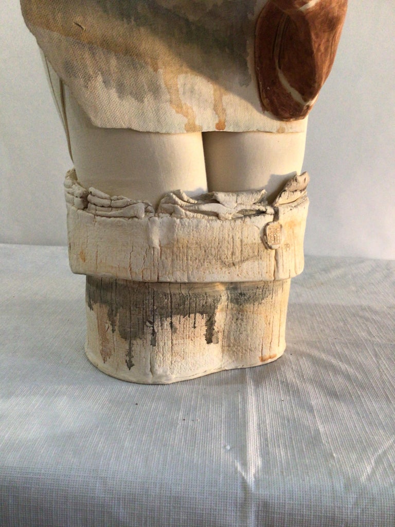 1970s Thin Wrapped Pottery Sculpture of Gazelle or Antelope 'Stamped ...