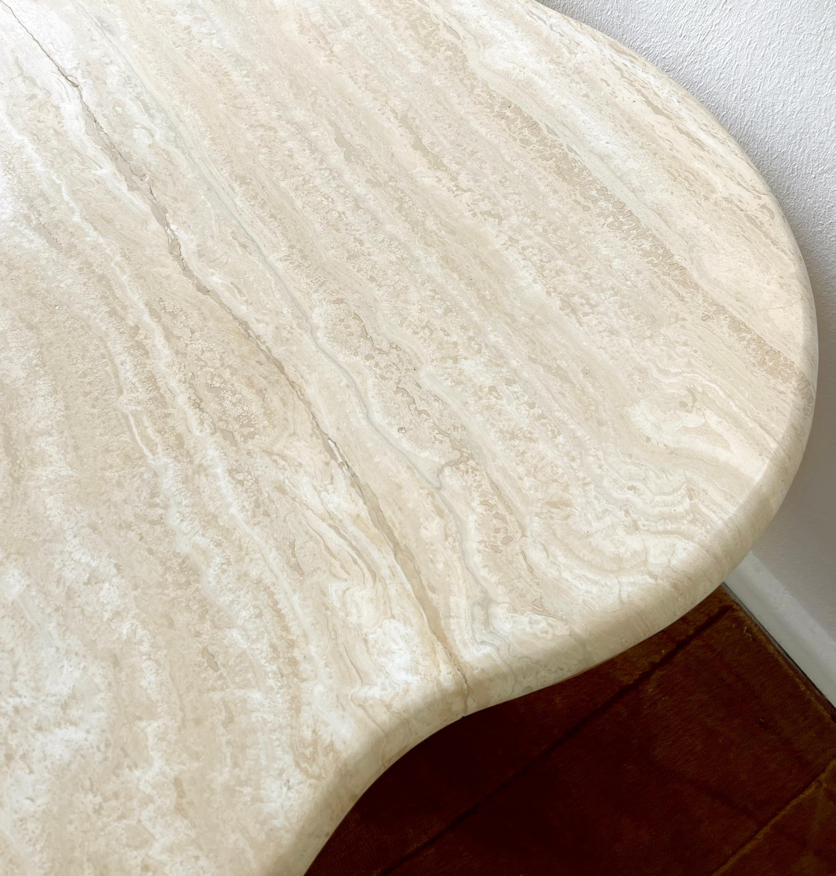 1970s travertine stone and wood coffee table in a wavy square shape For ...