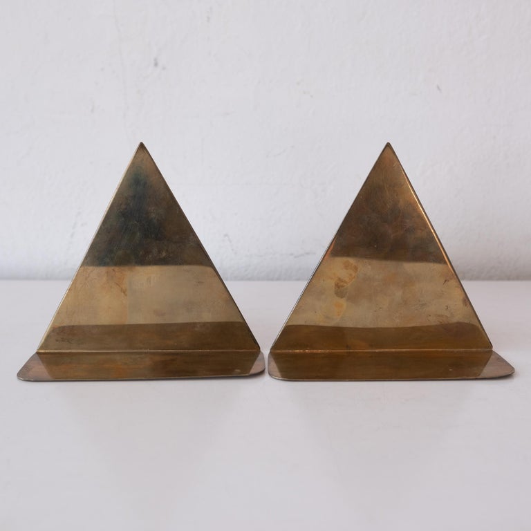 1970s, Triangular Brass Bookends For Sale at 1stDibs