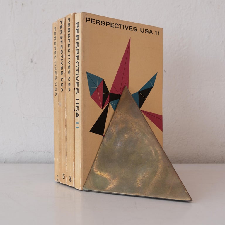 1970s, Triangular Brass Bookends For Sale at 1stDibs