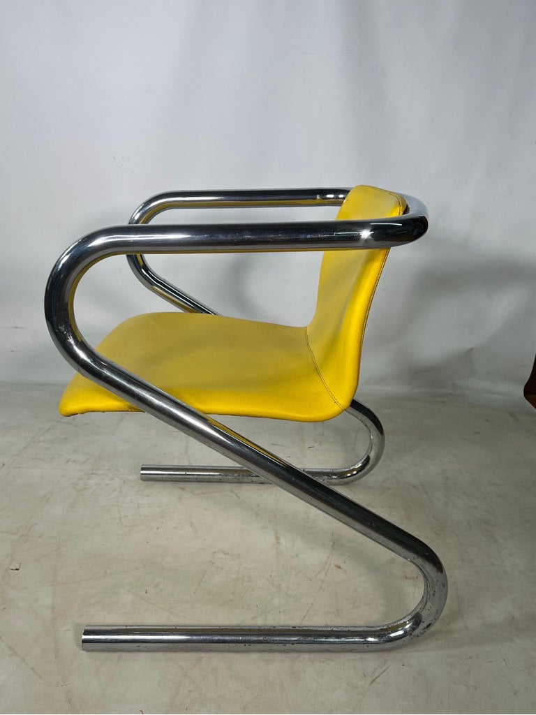 1970s Tubular Chrome Yellow Dining Chair 36 Available For Sale at 1stDibs