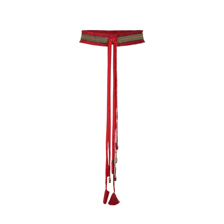 1970s Ungaro Accordion Pleat Red Ribbon Belt For Sale at 1stDibs