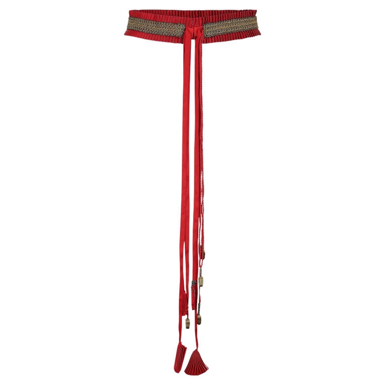 1970s Ungaro Accordion Pleat Red Ribbon Belt For Sale at 1stDibs