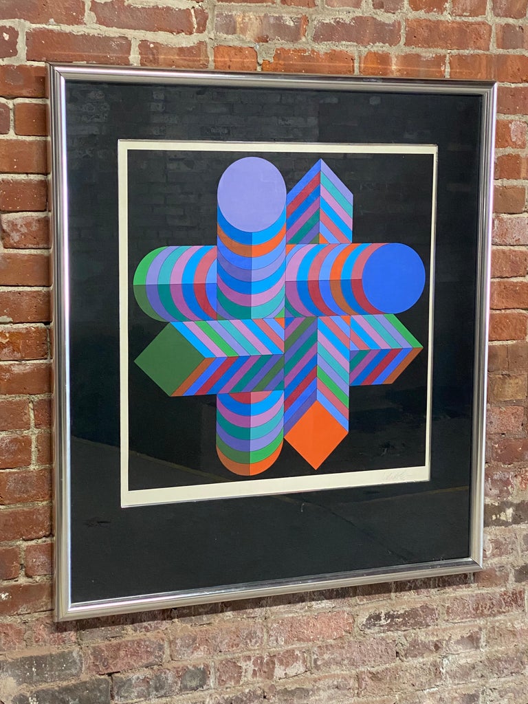 1970s Vasarely Op Art Lithograph For Sale at 1stDibs