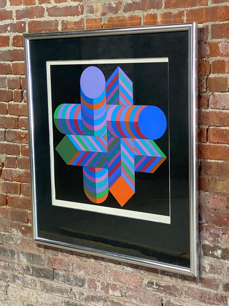 1970s Vasarely Op Art Lithograph For Sale at 1stDibs
