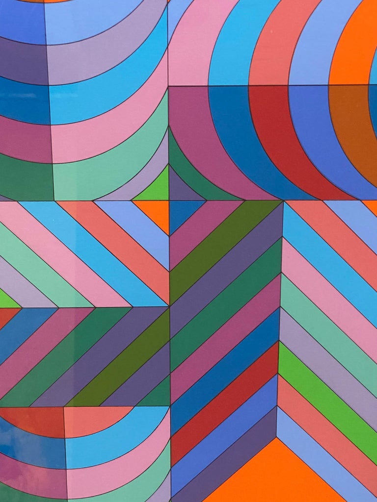 1970s Vasarely Op Art Lithograph For Sale at 1stDibs