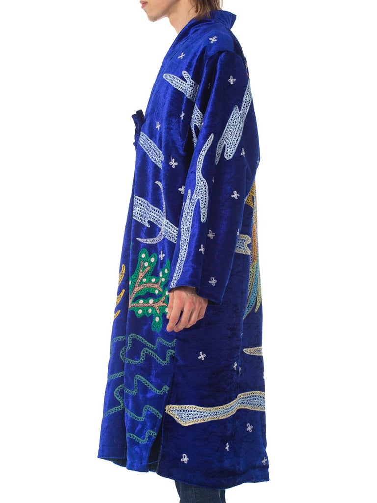1970S Velvet Duster Embroidered With A Giant Phoenix Bird at 1stDibs