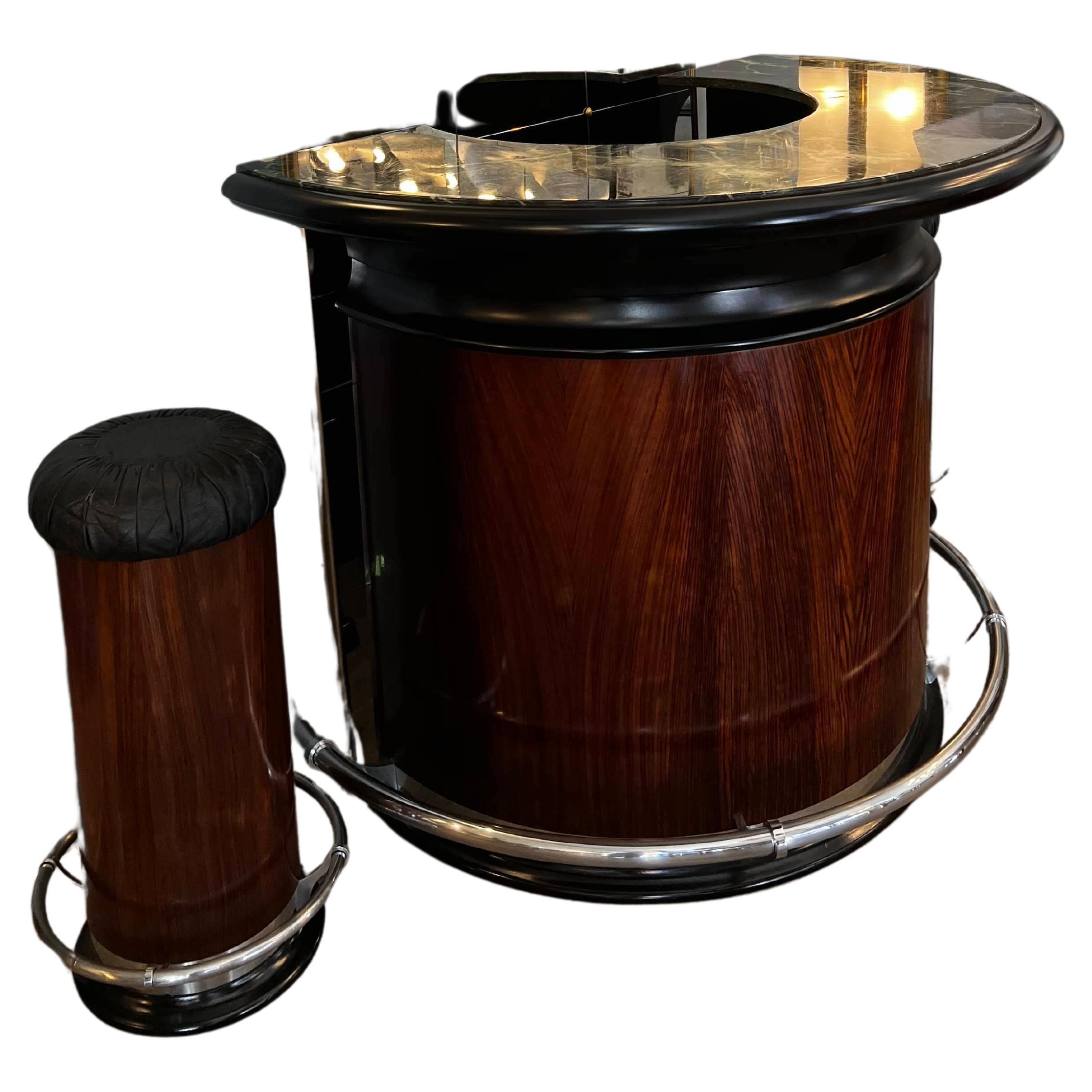 1970s Verde Alpi Marble Bar Cabinet with Stools For Sale at 1stDibs