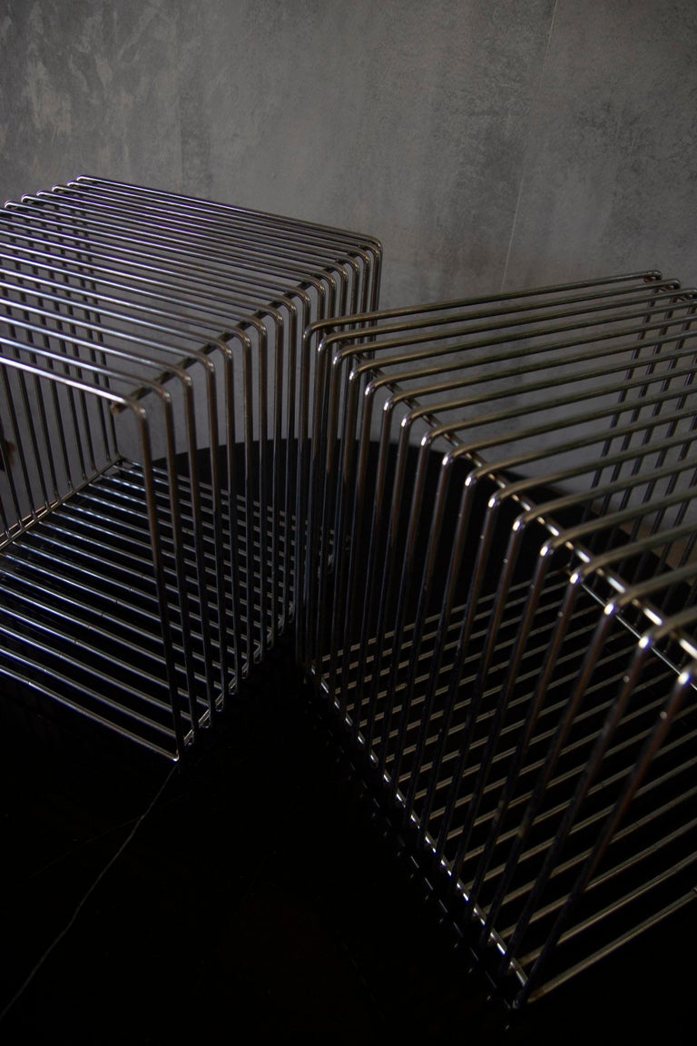 1970s Verner Panton Attributed Pantonova Wire Cube Side Tables, a Pair ...
