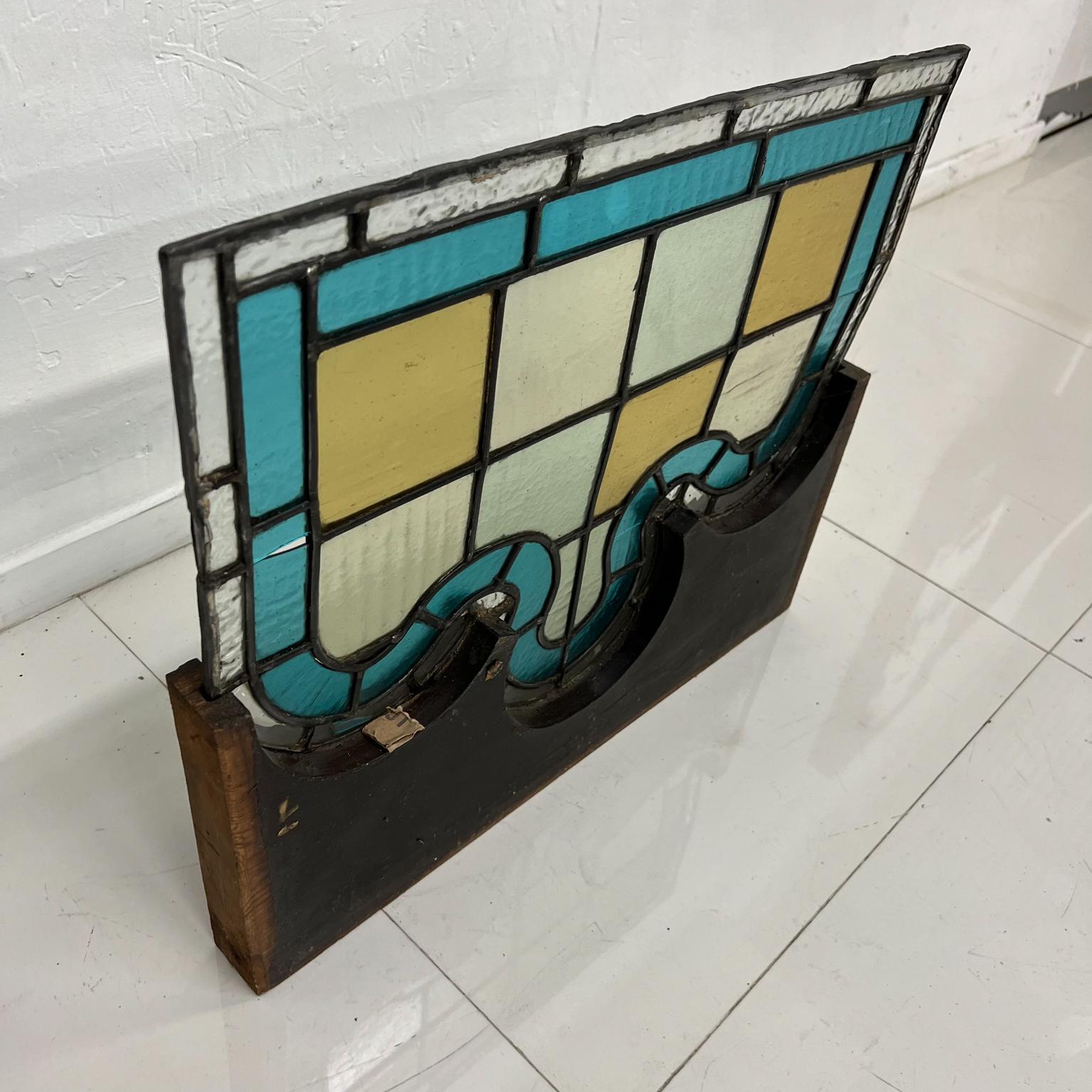 1970s Modern Blue Stained Glass Square Window Panel Vintage Handcraft ...