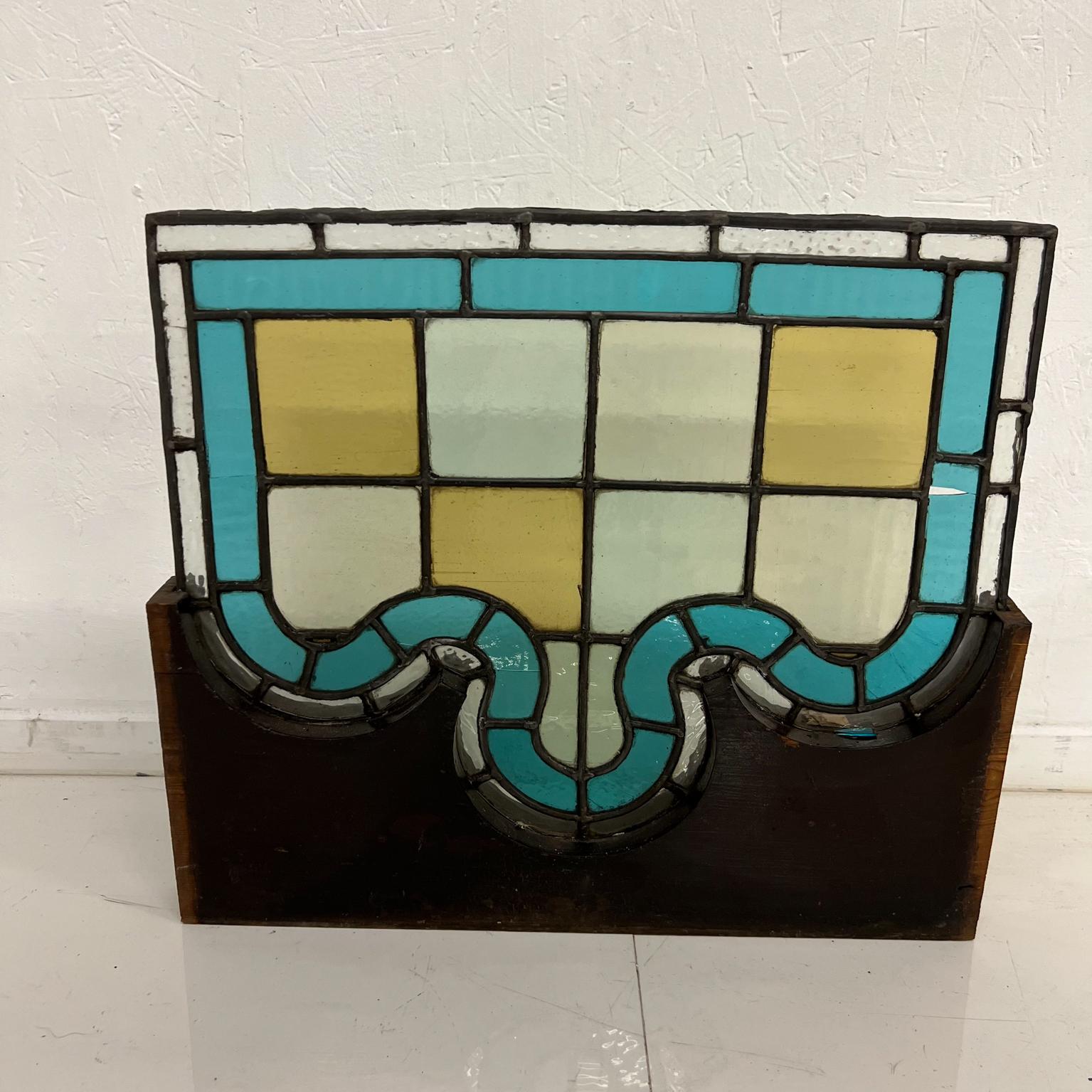 1970s Modern Blue Stained Glass Square Window Panel Vintage Handcraft ...