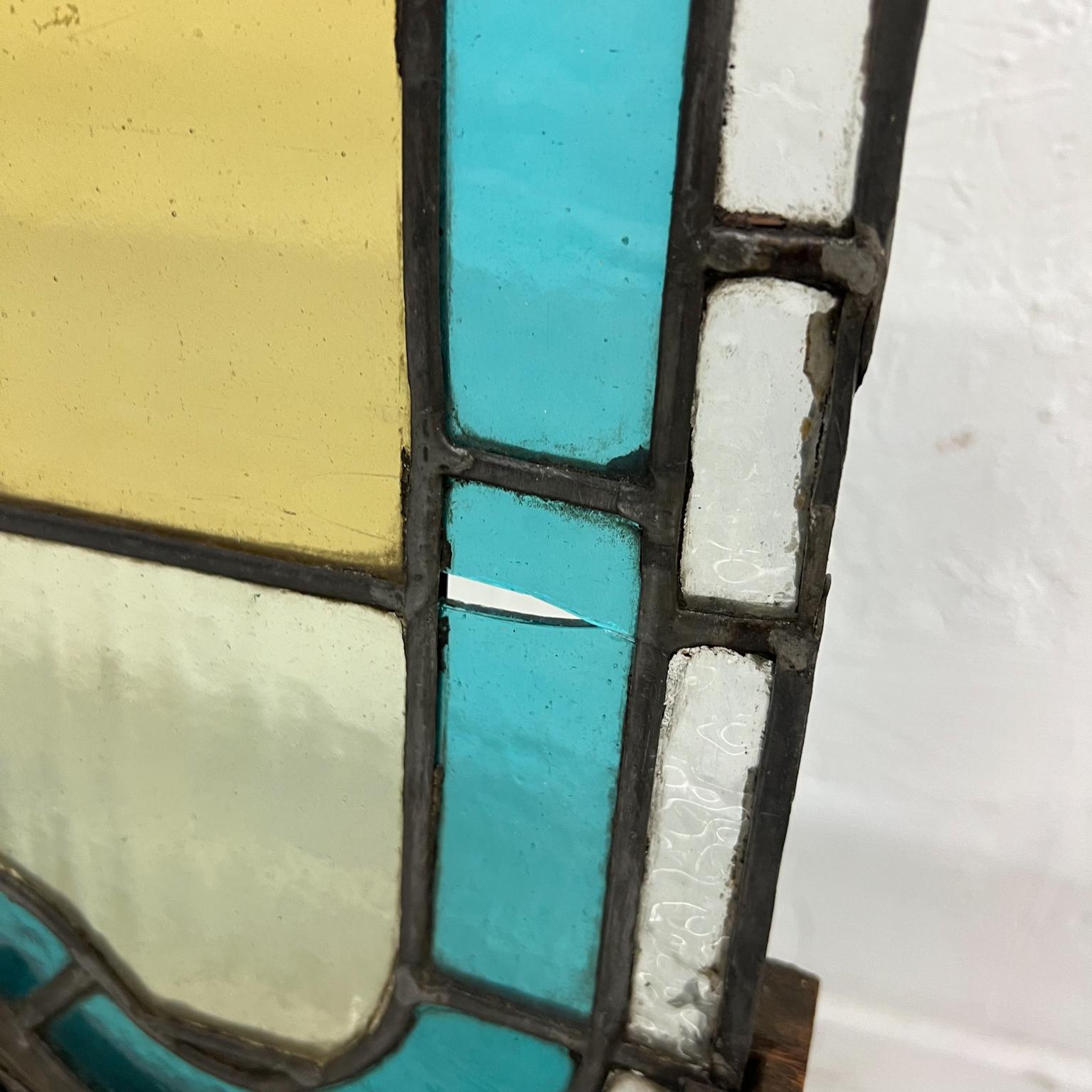 1970s Modern Blue Stained Glass Square Window Panel Vintage Handcraft ...