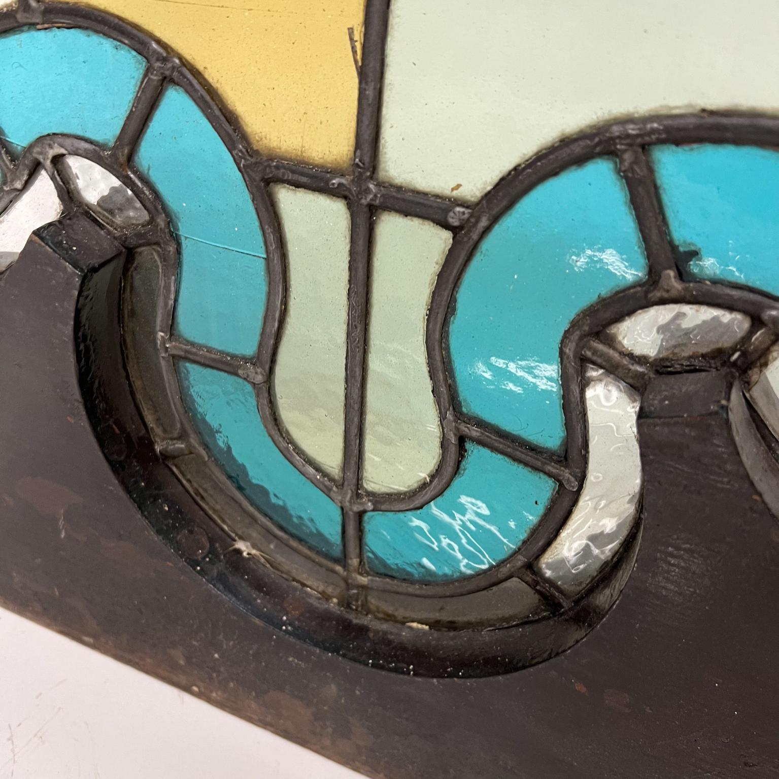 1970s Modern Blue Stained Glass Square Window Panel Vintage Handcraft ...