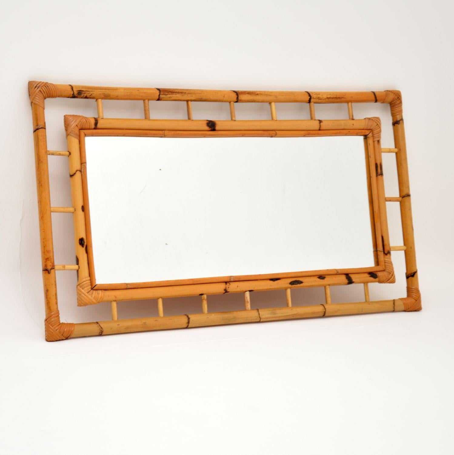 1970s Vintage Bamboo Frame Mirror at 1stDibs | bamboo framed mirror vintage