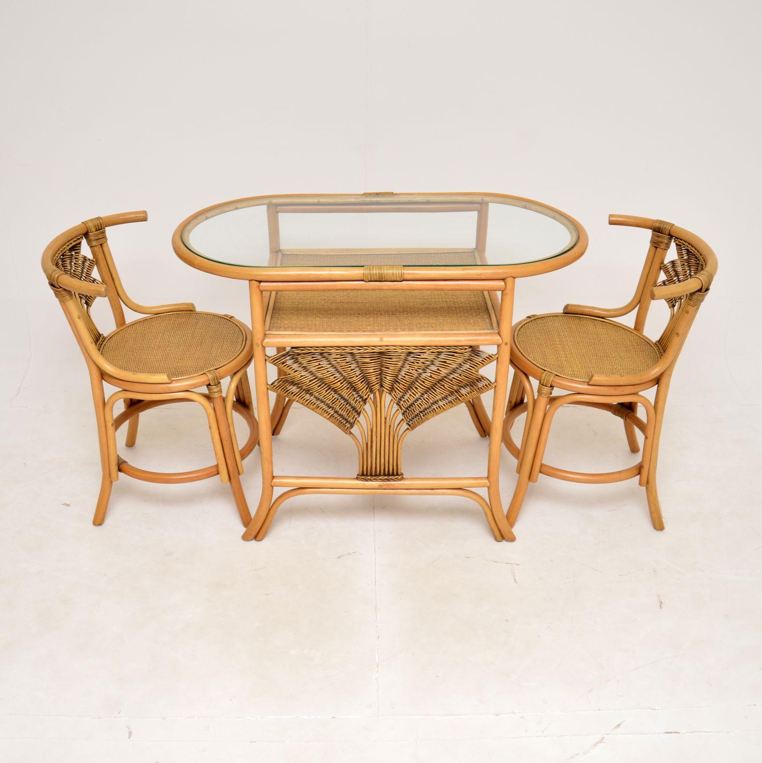 1970s Vintage Bamboo Rattan Table and Chairs at 1stDibs | rattan ...