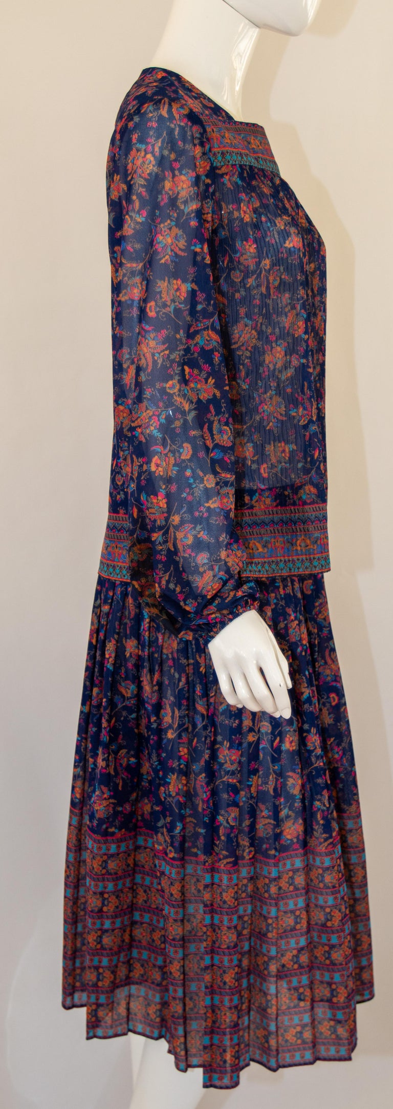 1970s Vintage Bohemian Floral Printed Dress Miss Magnin at I. Magnin ...