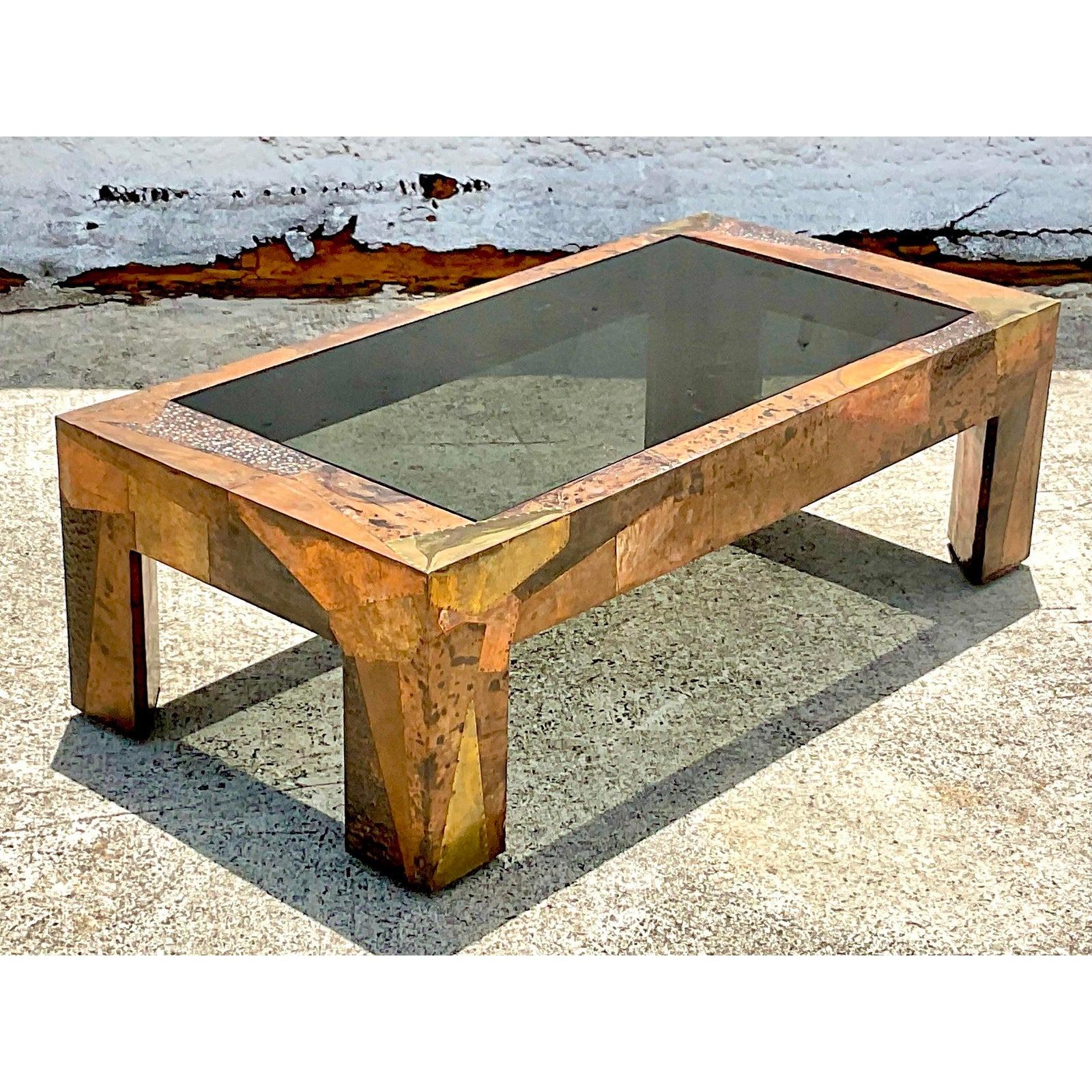 1970s Vintage Boho Copper Patchwork Coffee Table After Paul Evans For ...