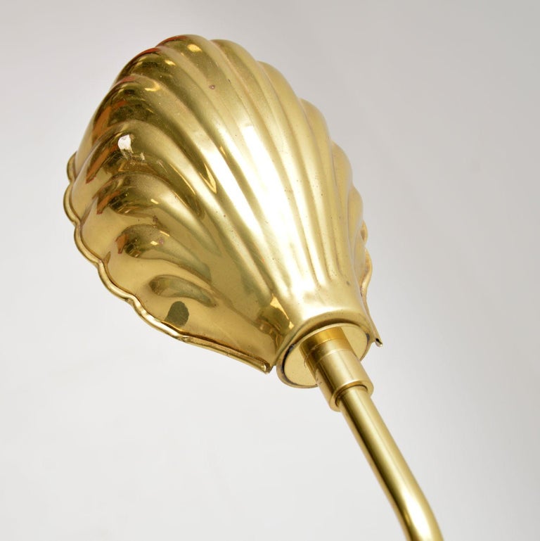 1970's Vintage Brass Clam Shell Floor Lamp at 1stDibs