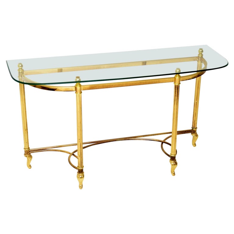 1970s Vintage Brass and Glass Console Table For Sale at 1stDibs | brass ...