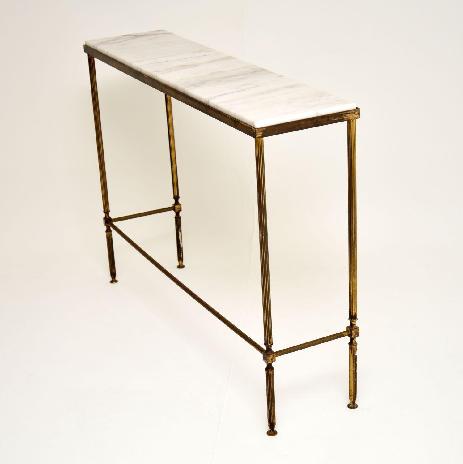 1970s Vintage Brass and Marble Console Table at 1stDibs | vintage marble console table