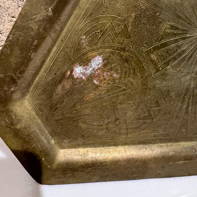 1970s Vintage Brass Triangular Serving Tray Modern Hammered Design For ...