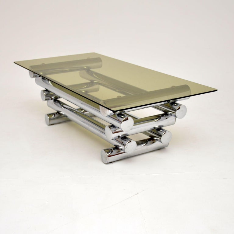 1970's Vintage Chrome Coffee Table by Pieff at 1stDibs