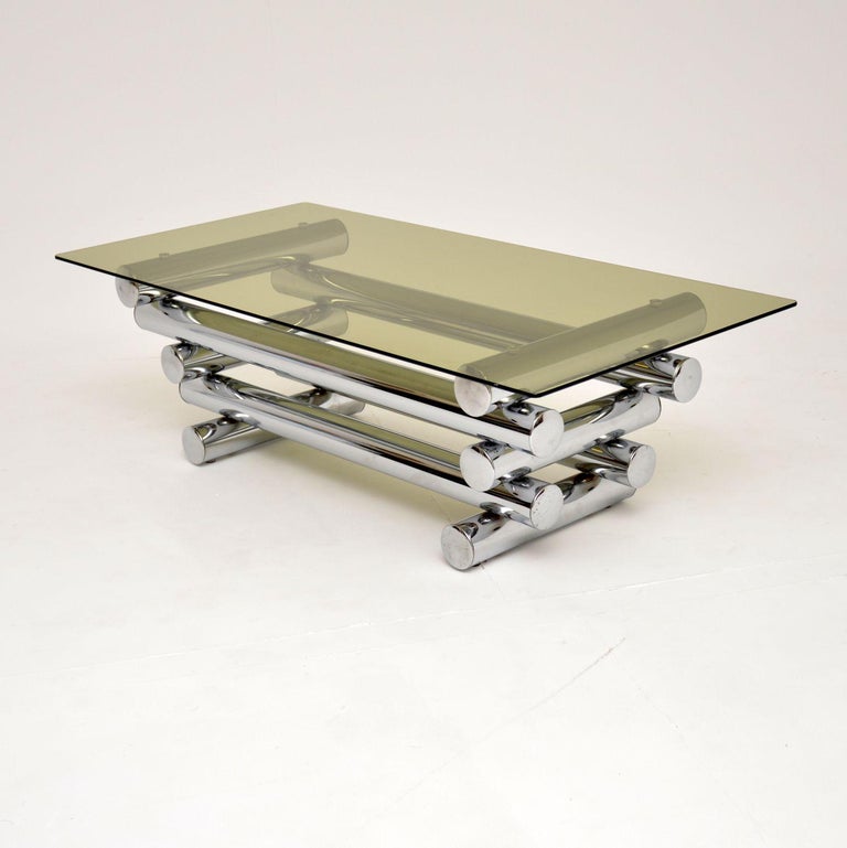 1970's Vintage Chrome Coffee Table by Pieff at 1stDibs