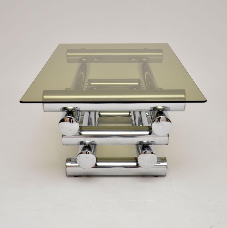 1970's Vintage Chrome Coffee Table by Pieff at 1stDibs