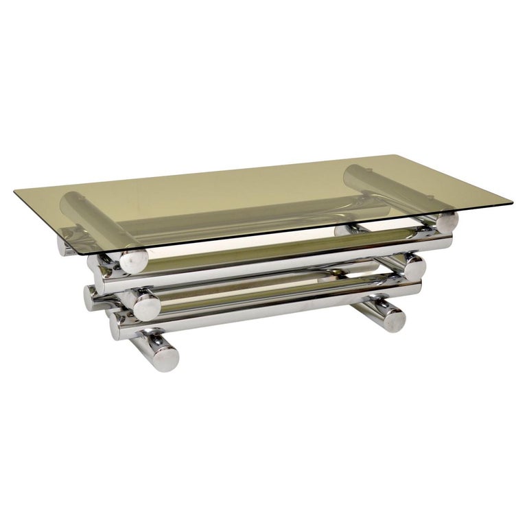 1970's Vintage Chrome Coffee Table by Pieff at 1stDibs