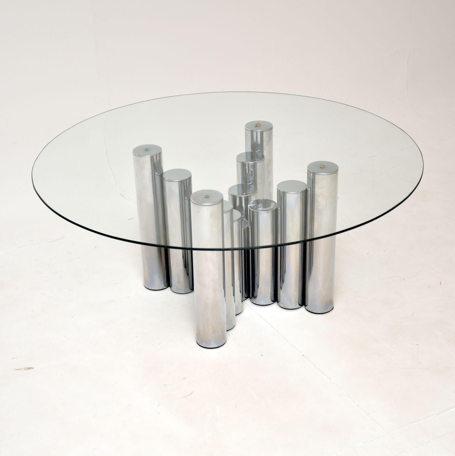 1970's Vintage Chrome and Glass Coffee Table by Pieff at 1stDibs