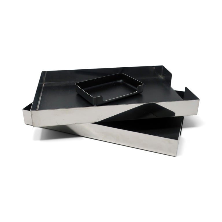 1970s Vintage Chrome Letter and Note Trays by McDonald Design at 1stDibs