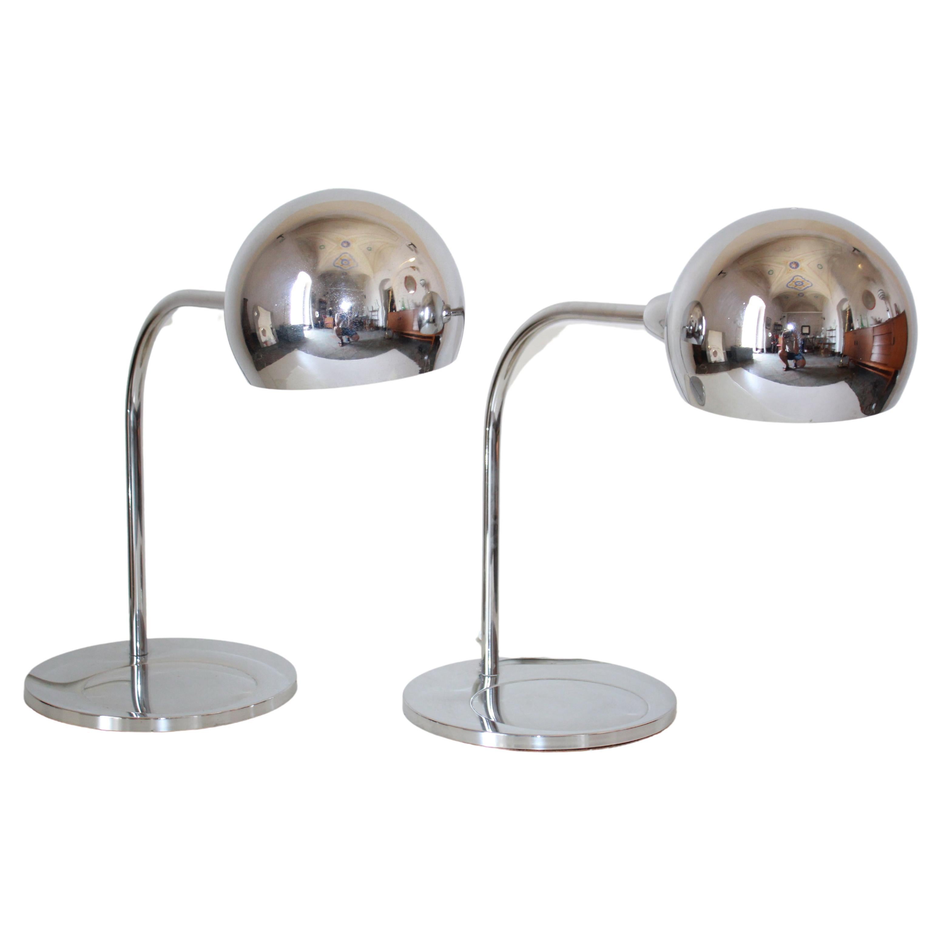Two Chrome Table Lamps, Italy, circa 1970s For Sale at 1stDibs