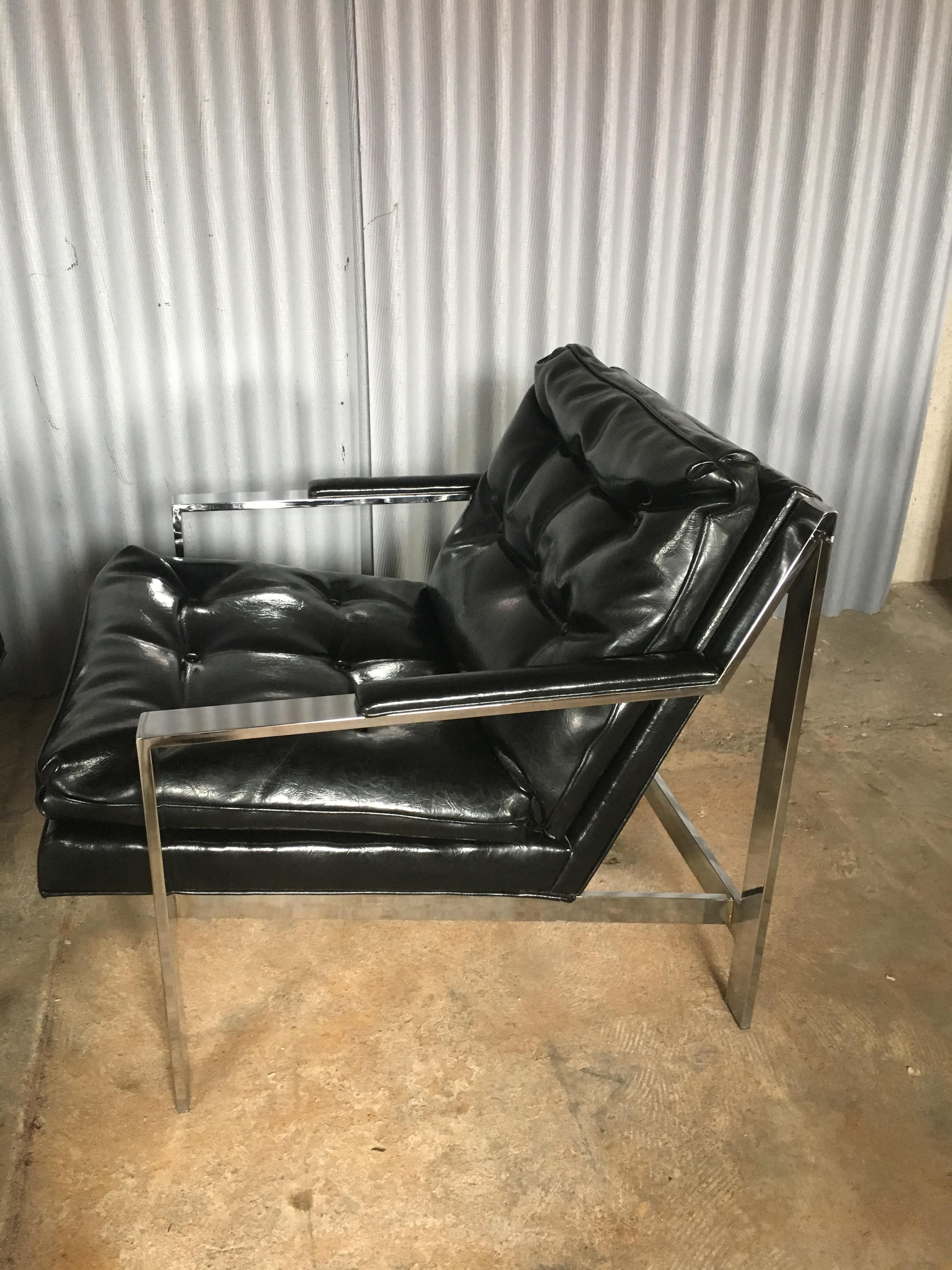 1970s Vintage Cy Mann Chrome Chairs, a Pair at 1stDibs