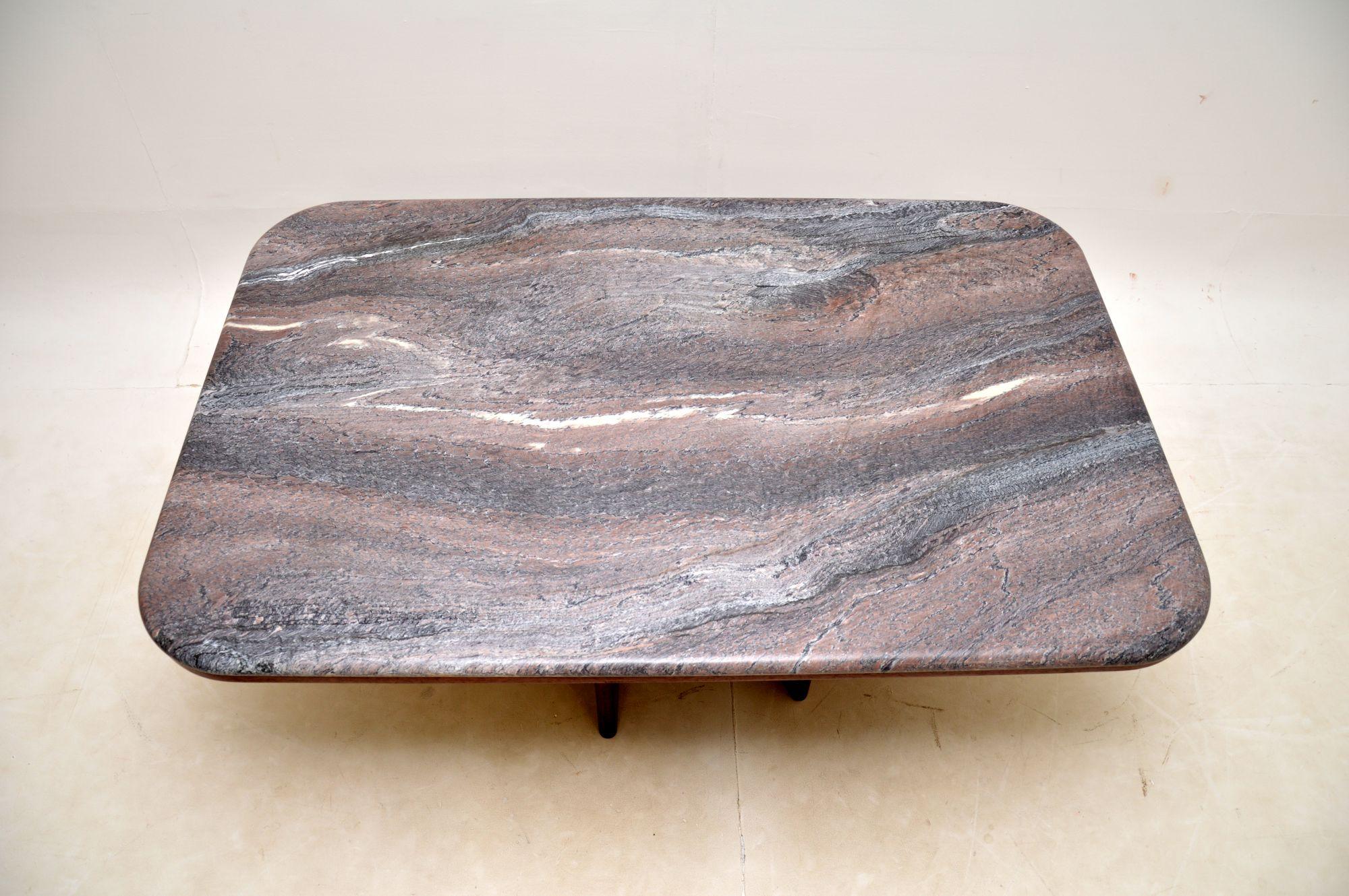 1970s Vintage Danish Marble Top Coffee Table For Sale at 1stDibs