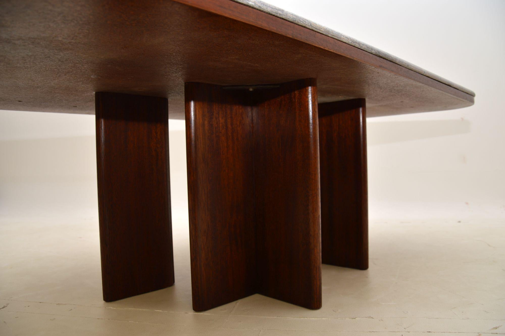 1970s Vintage Danish Marble Top Coffee Table For Sale at 1stDibs