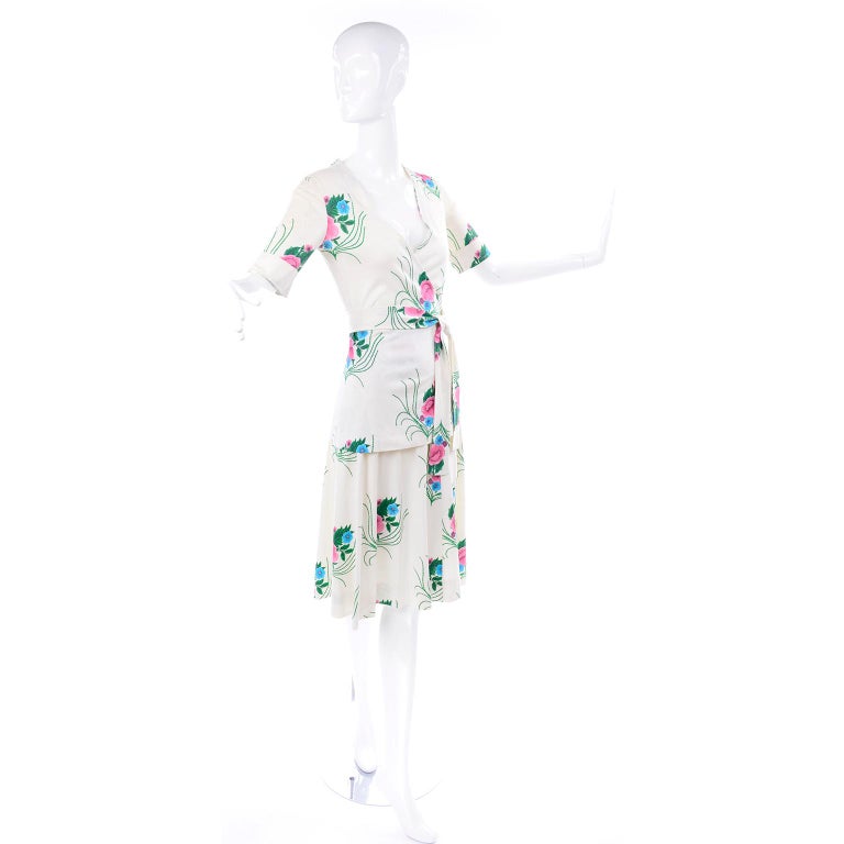 1970s Vintage Diane Von Furstenberg for Miss Magnin Floral 2 Pc Wrap ...