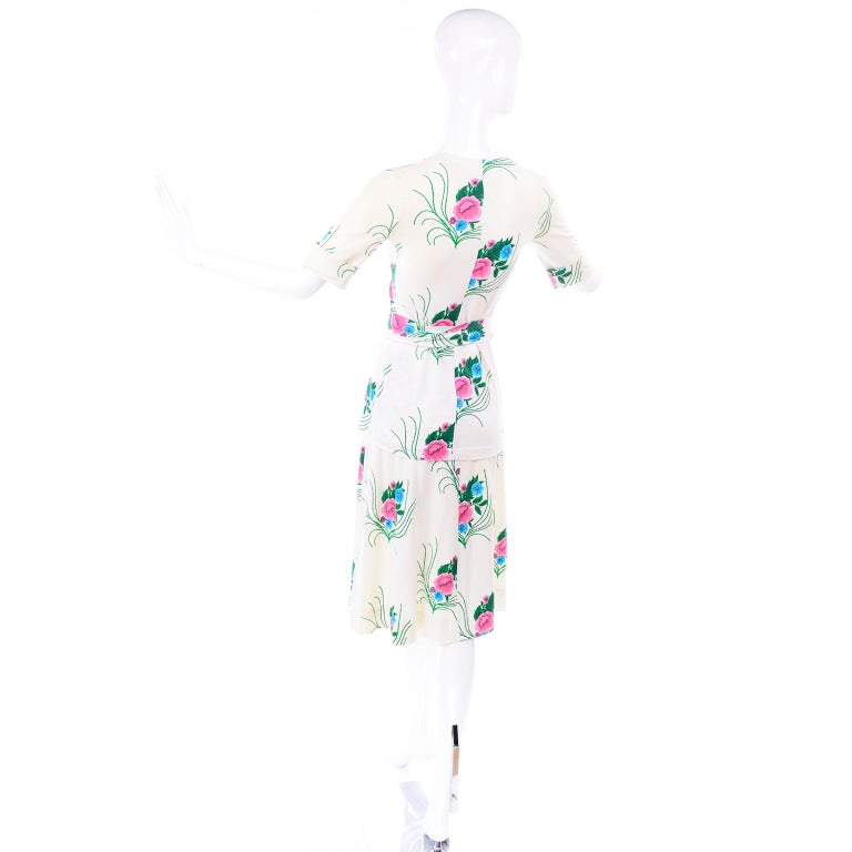 1970s Vintage Diane Von Furstenberg for Miss Magnin Floral 2 Pc Wrap ...