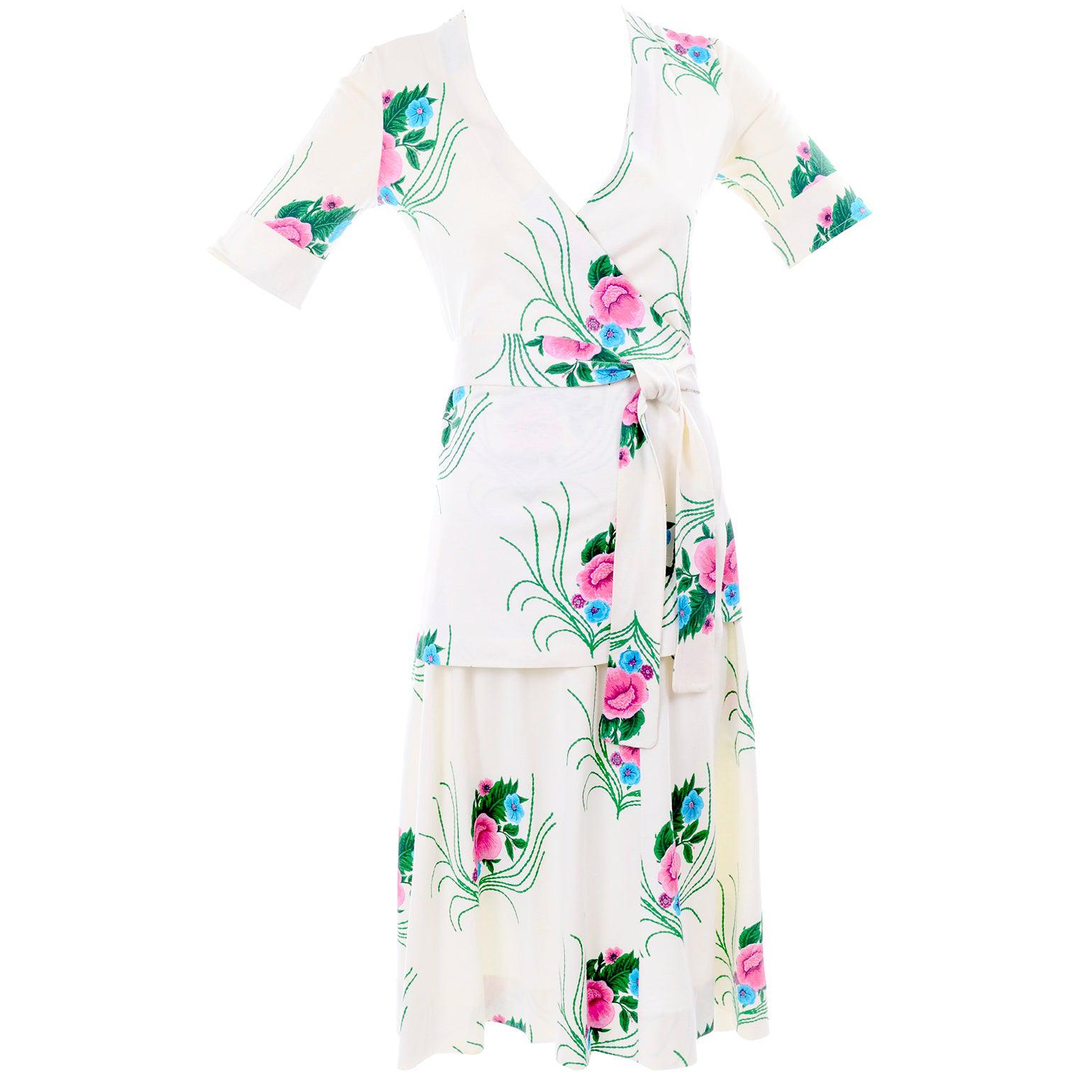 1970s Vintage Diane Von Furstenberg for Miss Magnin Floral 2 Pc Wrap ...