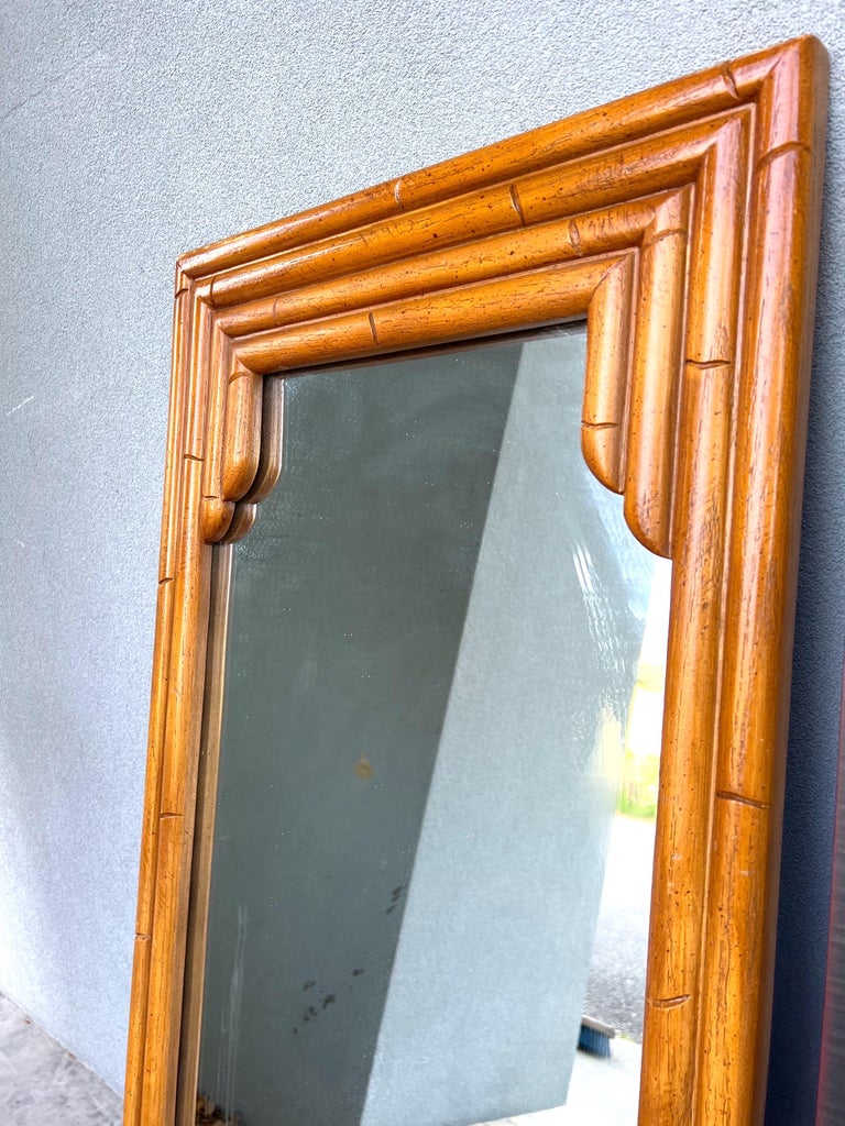 1970s Vintage Faux Bamboo Mirror in Natural Color For Sale at 1stDibs