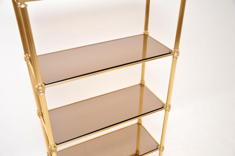 1970s Vintage French Brass And Glass Etagere Bookshelf Display