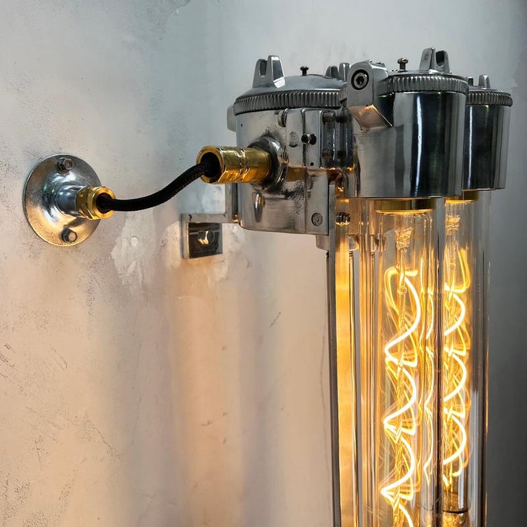 1970's Vintage Industrial Flameproof Strip Light with Edison LED Tubes ...