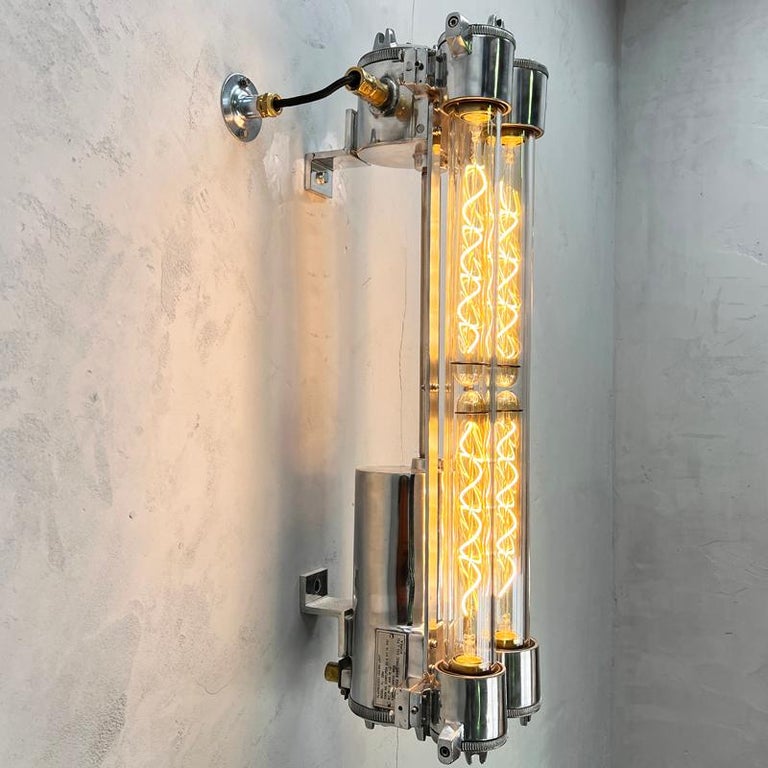 1970's Vintage Industrial Flameproof Strip Light with Edison LED Tubes ...