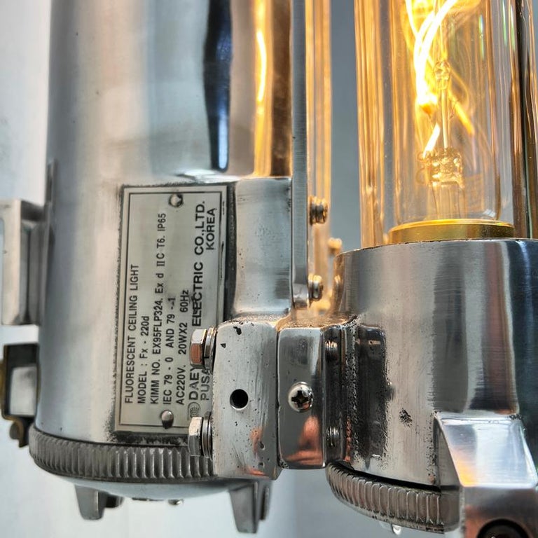 1970's Vintage Industrial Flameproof Strip Light with Edison LED Tubes ...