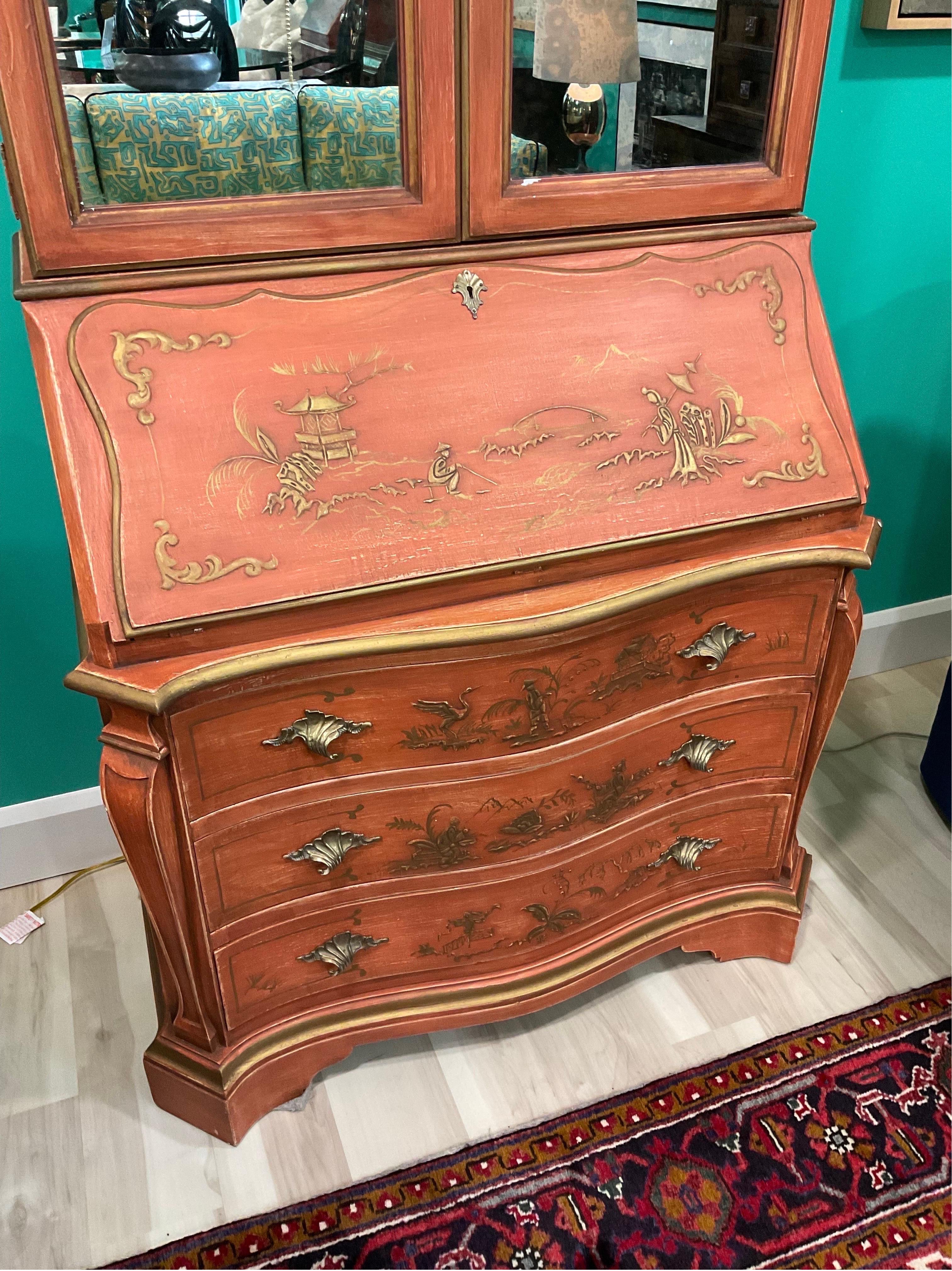 1970s Vintage Karges Chinoiserie Secretary For Sale at 1stDibs