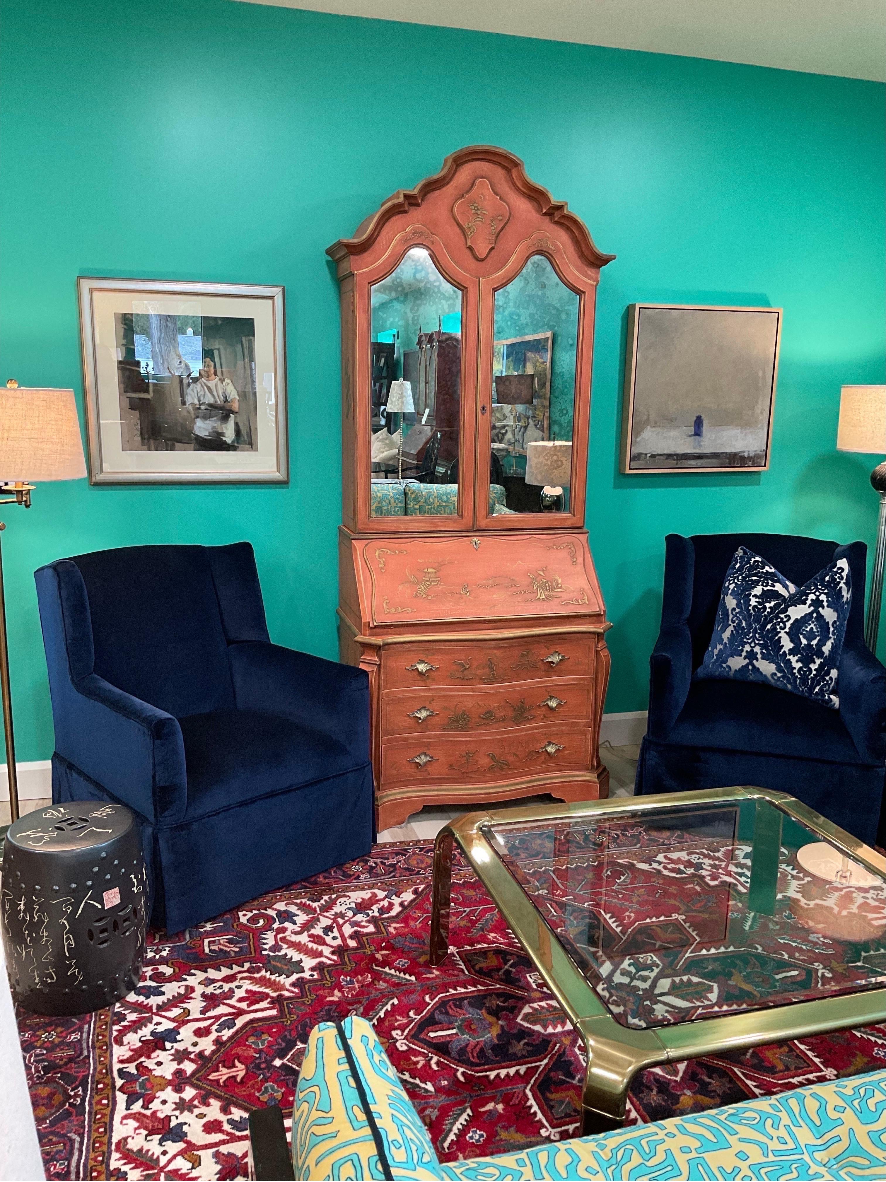 1970s Vintage Karges Chinoiserie Secretary For Sale at 1stDibs